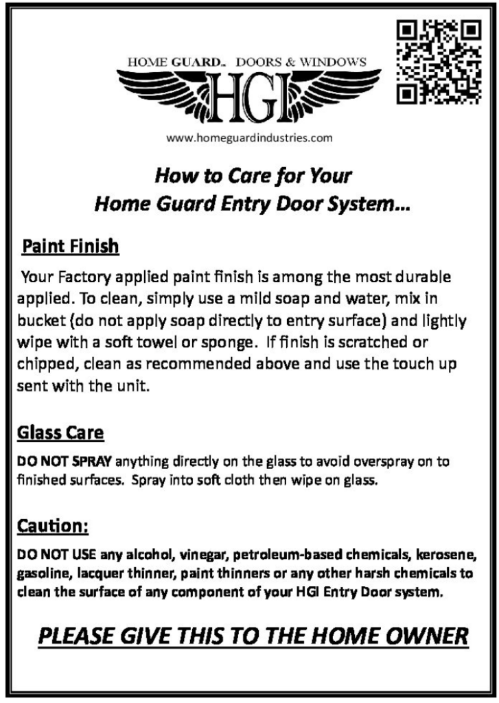 Technical Information - Home Guard Doors & Windows